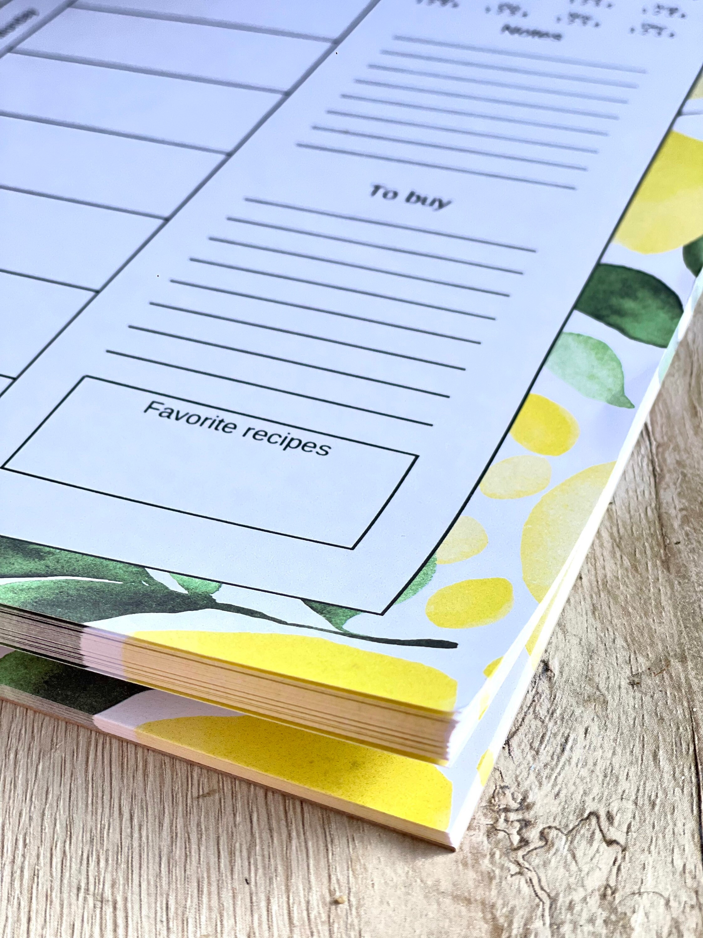 Menu Planner, Weekly Shopping List, Lemon Menu Notepad, Daily Planner ...
