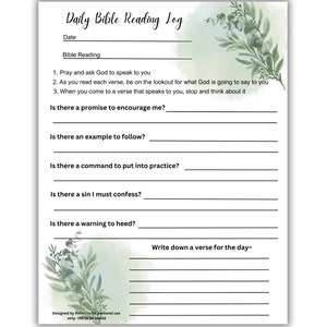 Bible Reading Log, Bible Journaling Notepad, Bible Study Notes, Bible ...
