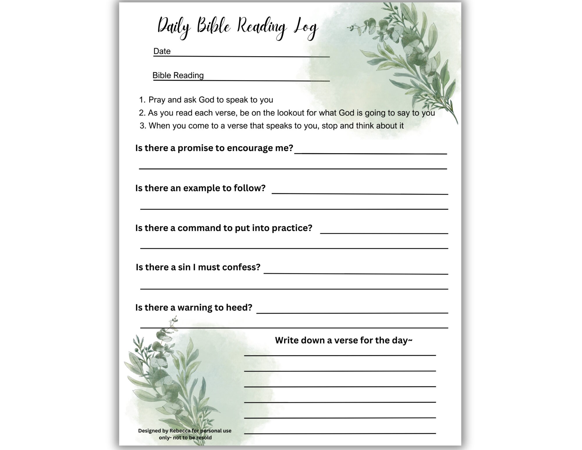 Bible Reading Log, Bible Journaling Notepad, Bible Study Notes, Bible ...