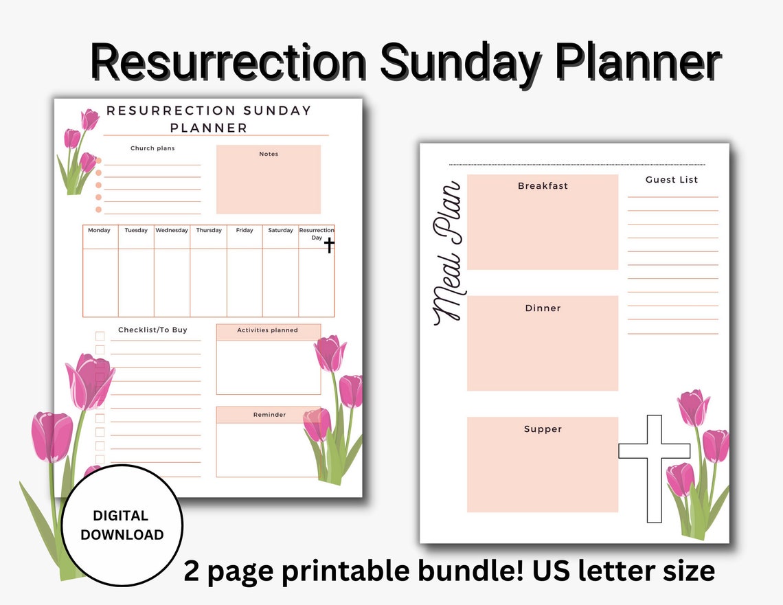 Resurrection Sunday Printable Planner, Easter Sunday Planner, Digital ...