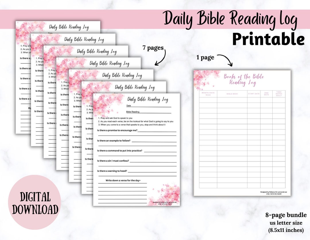 Bible Reading Log L Bible Journaling Printable L Girl Bible Study Notes ...