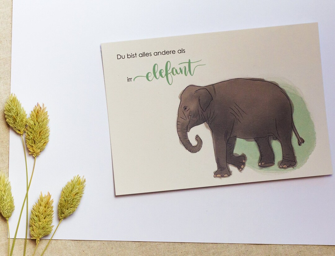 Design Postcard Elephant With Saying you Are Anything but Irrelefant - Etsy
