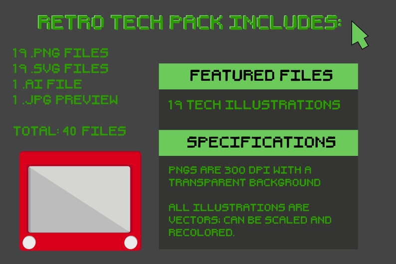 Retro Tech Illustration Pack - Etsy