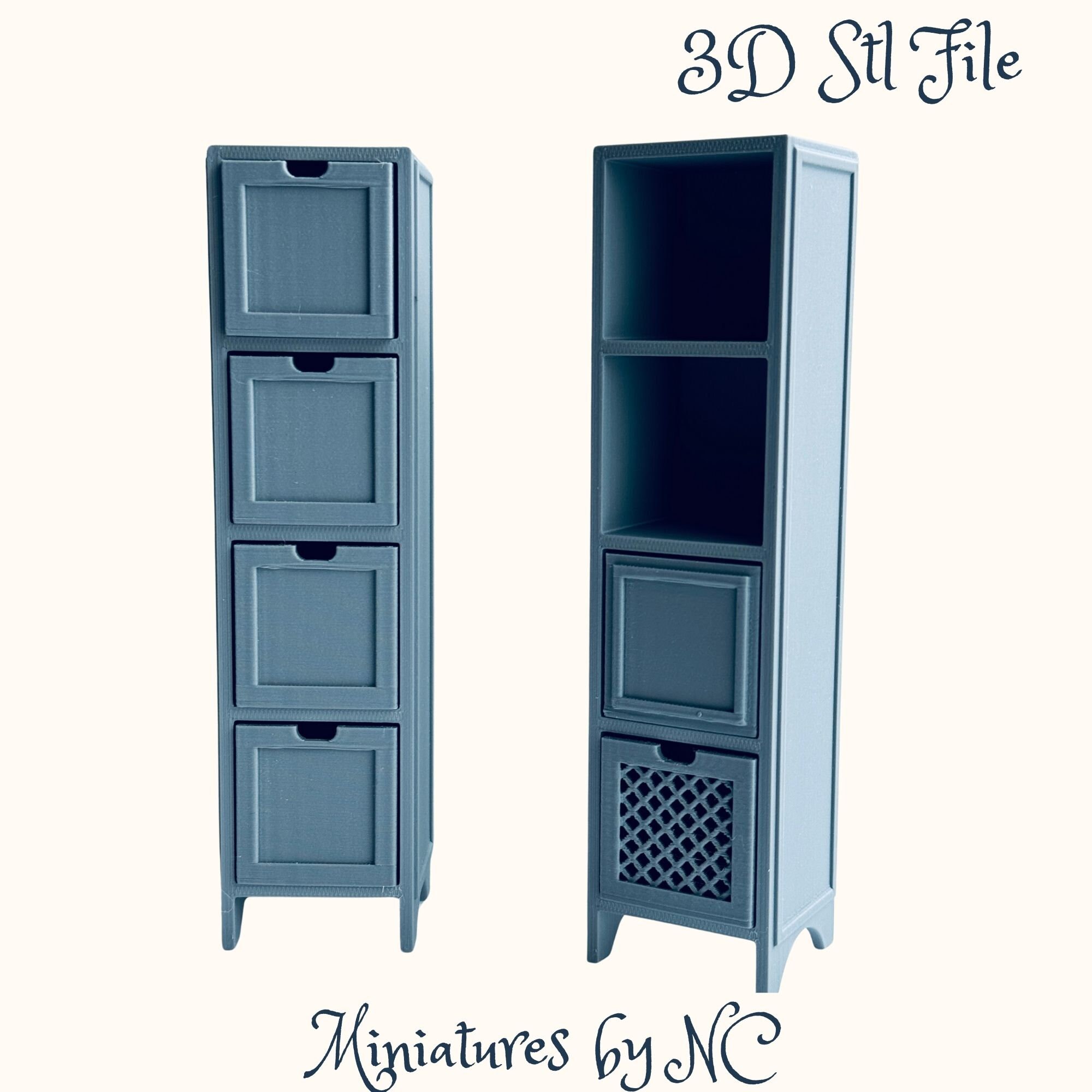 1 12 Scale Cabinet With 3 Different Bins - STL File 3D Model - Etsy