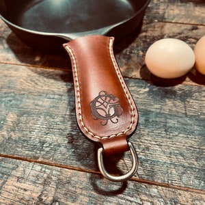 Brown - Leather Cast Iron Handle Cover, Personalized Iron Skillet ...