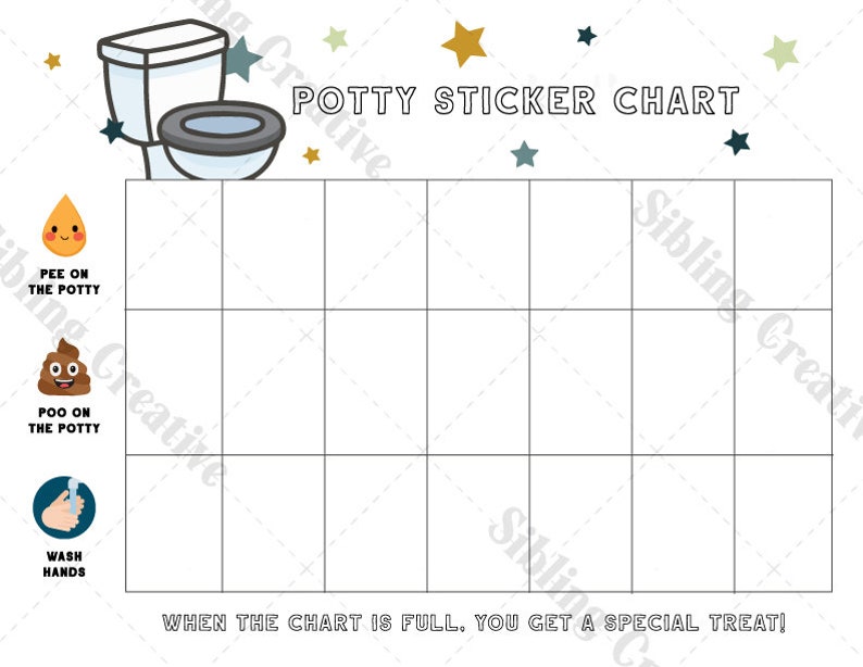 Potty Chart Printable, Potty Training Sticker Chart, Toddler Potty ...