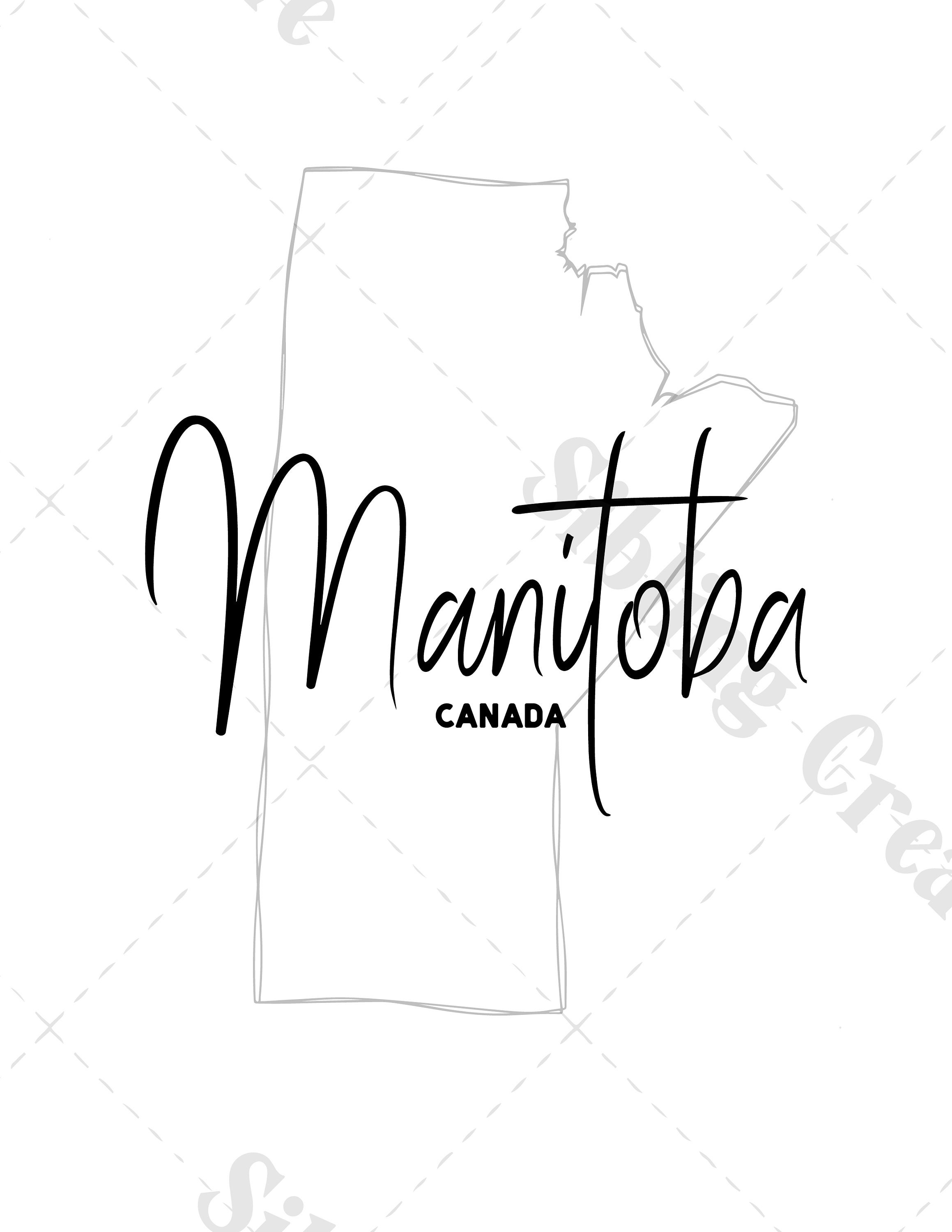 Manitoba Digital SVG Vector - Manitoba Map Poster, Map of Manitoba Art ...