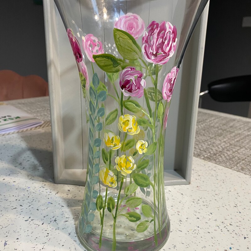 Painted Glass Vase - Etsy