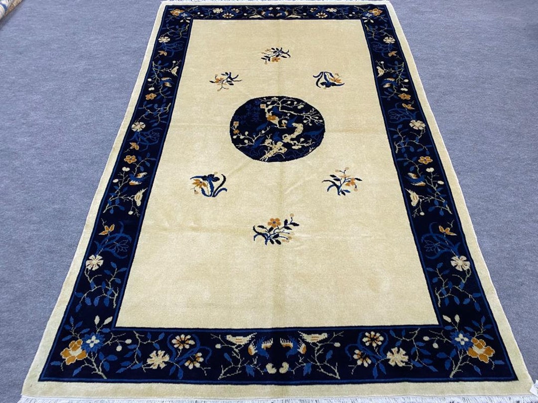 China Rug. 5x8 Feet Rug, Old China Rug, Chinese Antique Rug, Handmade ...