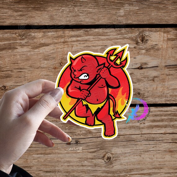 Devil Boy Holding Trident Sticker High Quality & Water - Etsy