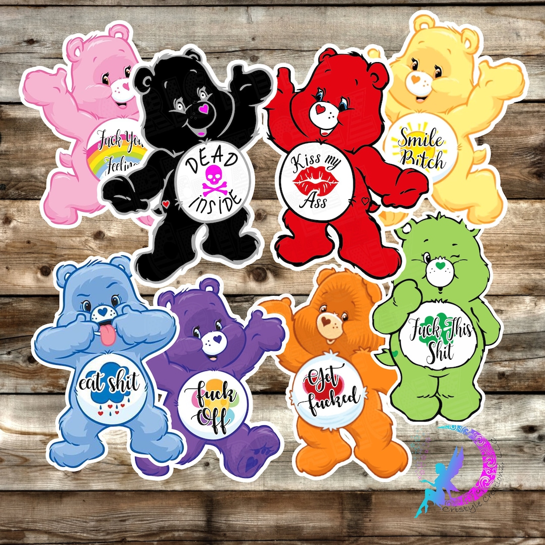 Sarcastic, Sweary Caring Swear Bear Sticker Bundle - Waterproof ...