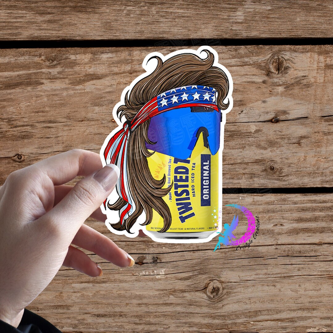 Mullet Beer Can Mullet - Twisted Tea Fan Art - Patriotic Beer Sticker ...