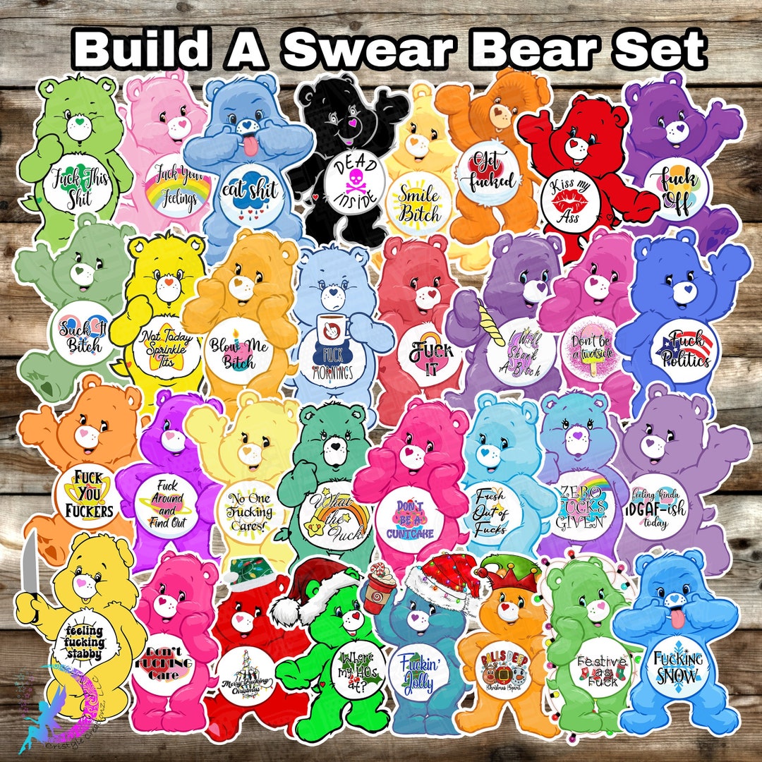 Build A Swear Bear Sticker Set - Sarcastic, Sweary Caring Bears - High ...