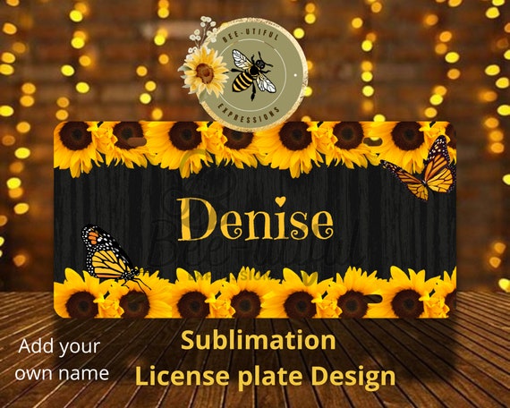 Sunflower Sublimation License Plate Design - Etsy