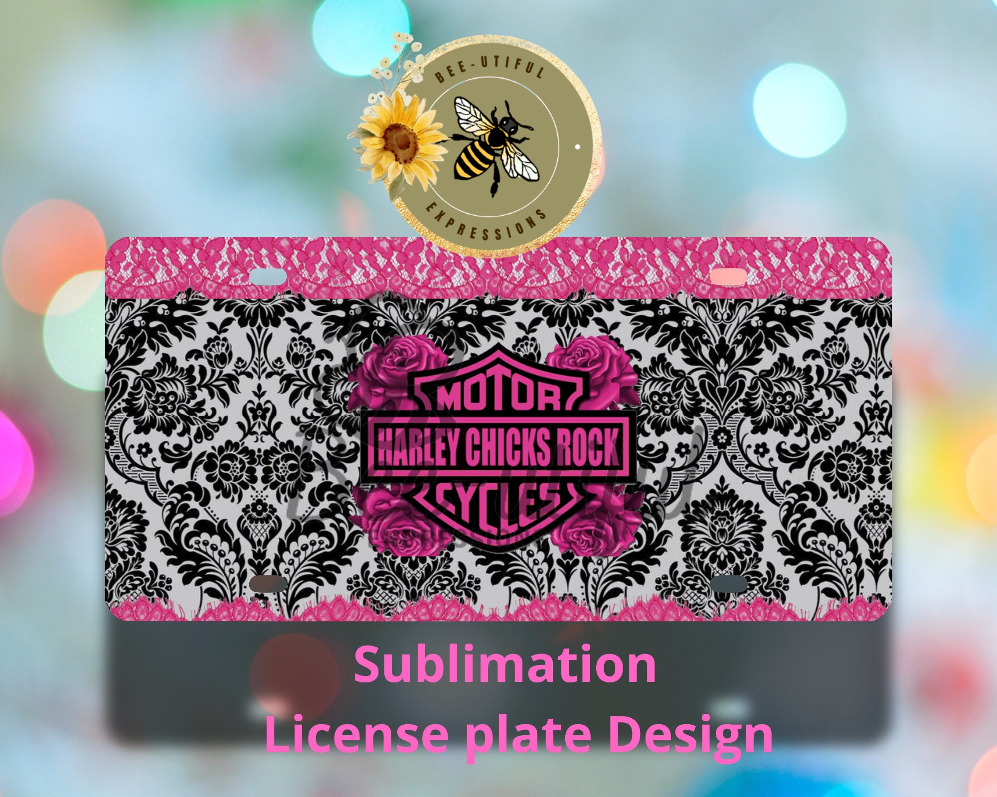 Harley Davidson Girl Pink Lace License Plate Design - Etsy