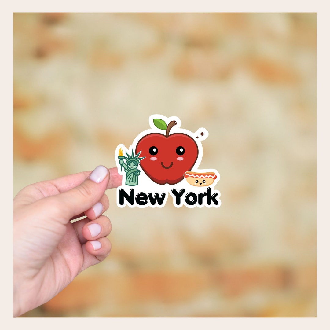 New York Kawaii Stickers, Statue of Liberty New York Sticker, Big Apple ...
