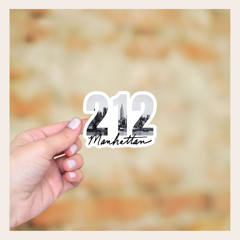 212 Area Code New York City Skyline Artful Sticker, Cute NYC Manhattan ...