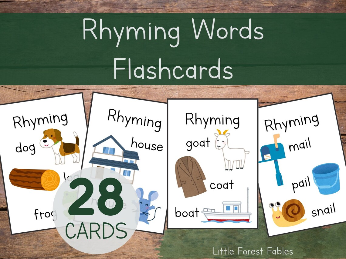 Rhyming Words Printable Flashcards for Kids, ELA Classroom Flashcards ...
