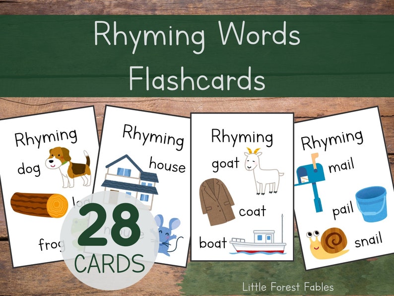Rhyming Words Printable Flashcards for Kids, ELA Classroom Flashcards ...