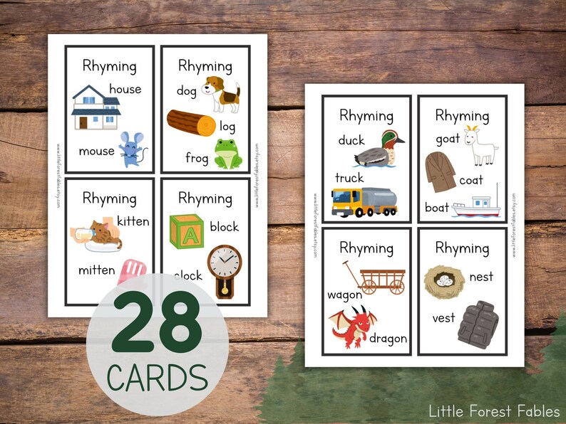 Rhyming Words Printable Flashcards for Kids, ELA Classroom Flashcards ...