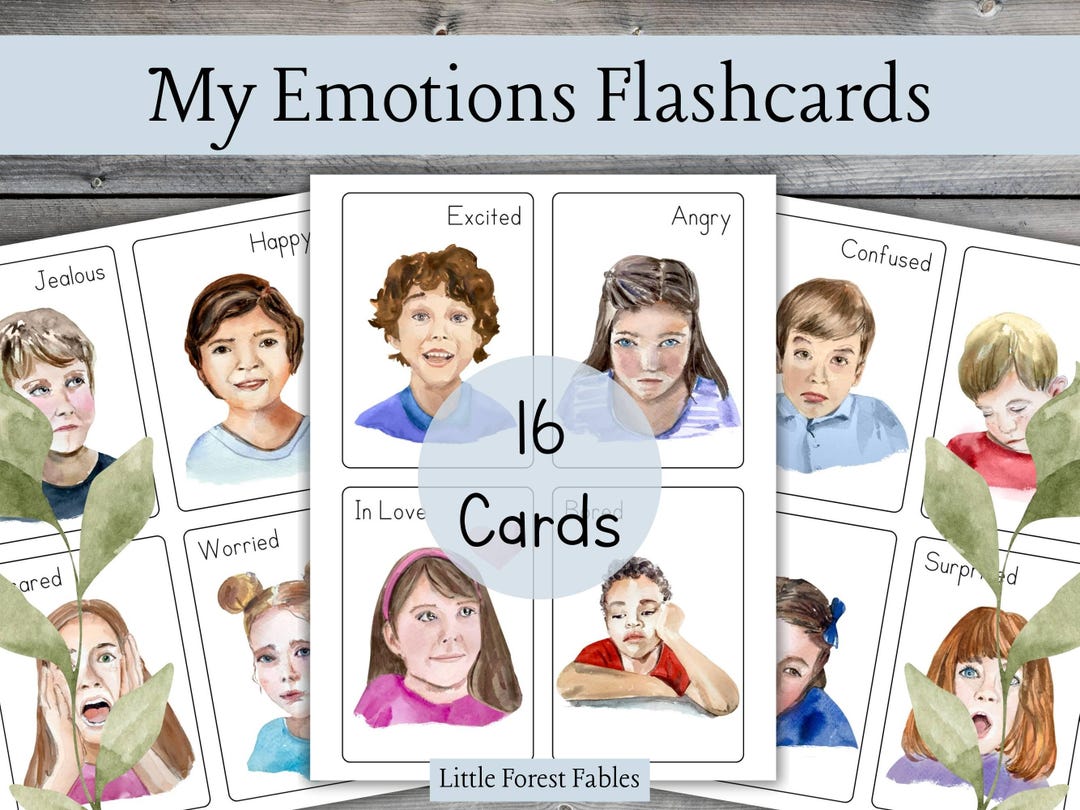 Emotions for Kids Printable Flashcards, Preschool and Kindergarten ...