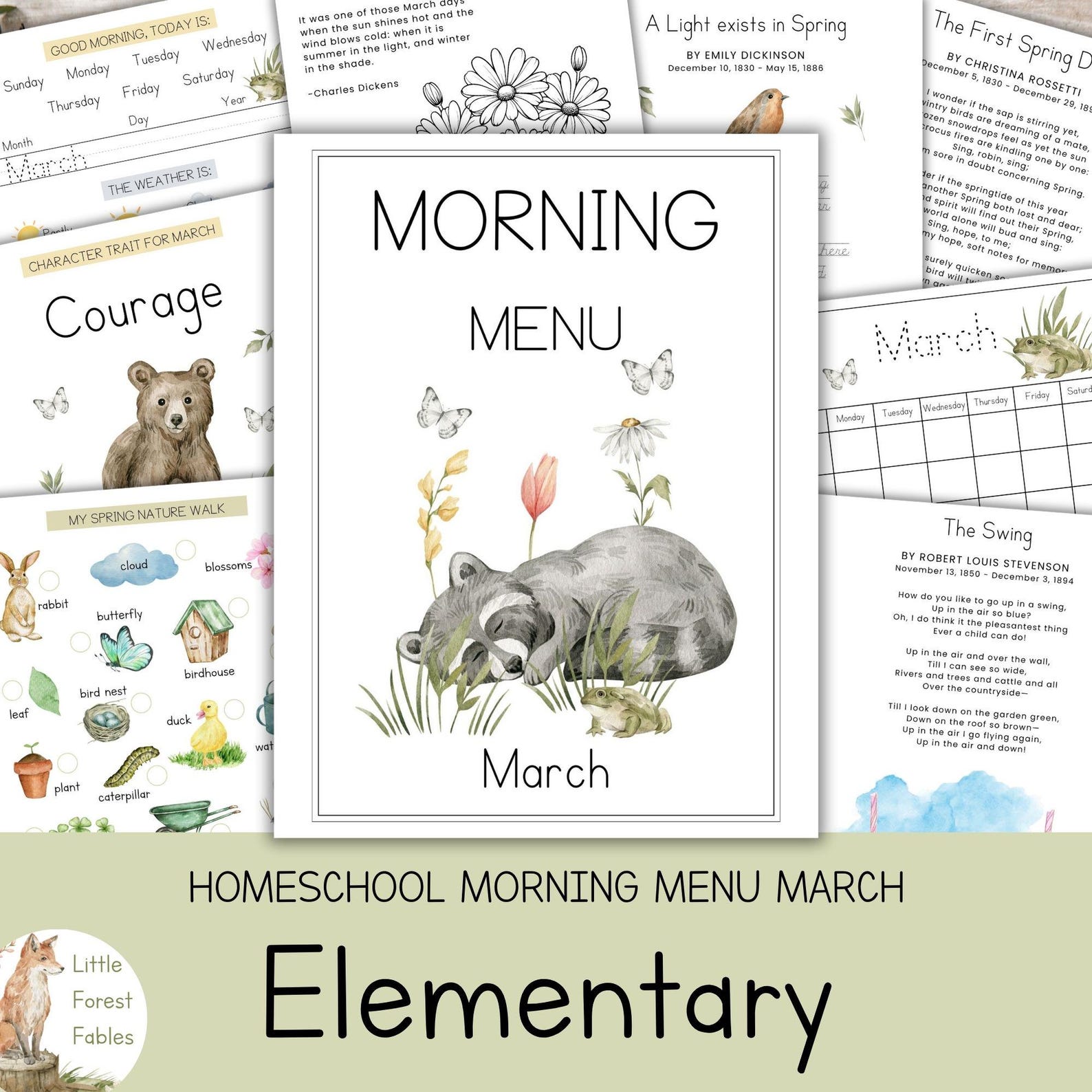 March Morning Menu Homeschool, Elementary Morning Menu Pages, Spring ...
