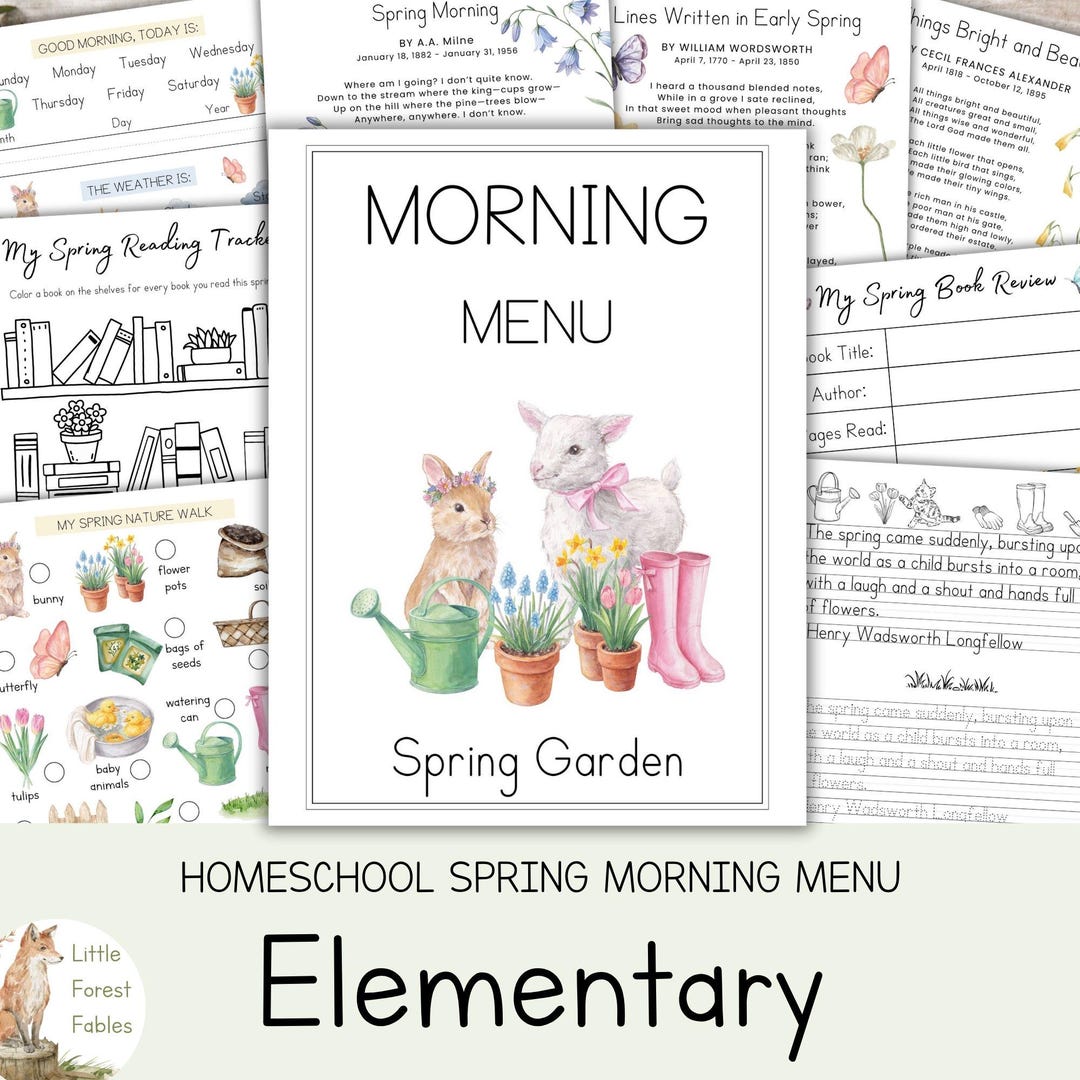 Spring Theme Morning Menu Bundle, Elementary Homeschool Morning Pages ...