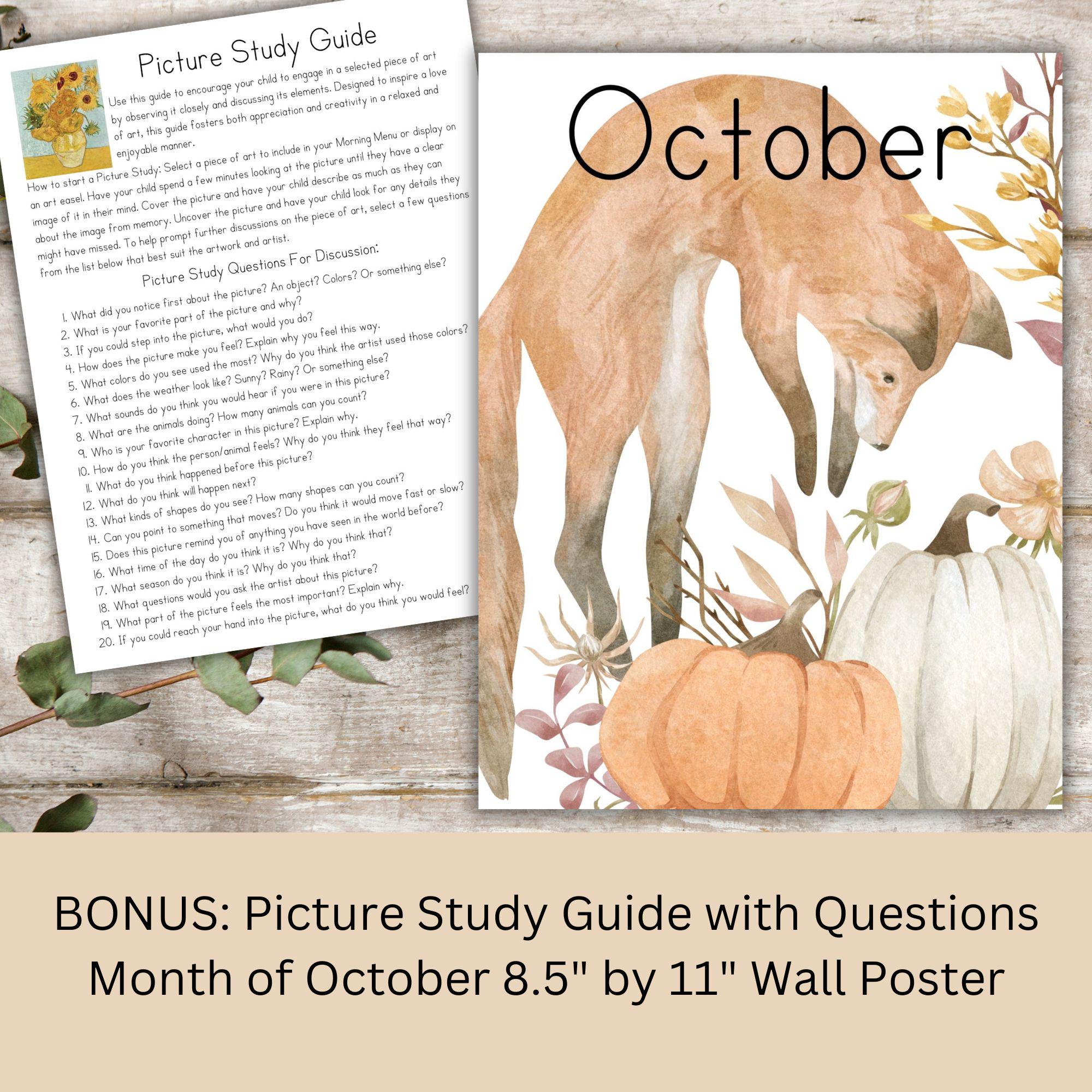 October Preschool Morning Menu, Autumn and Fall Theme Morning Workbook ...