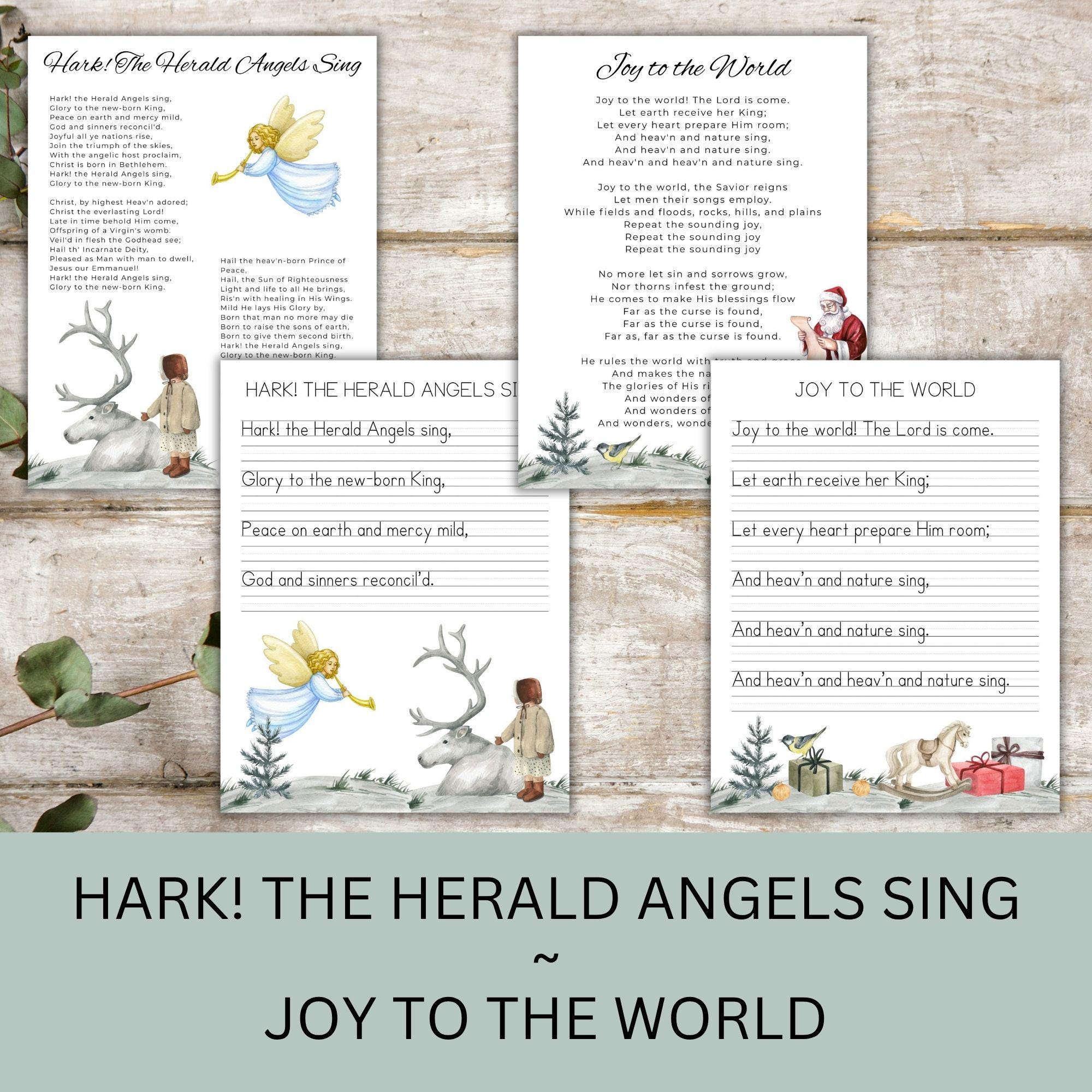 Christmas Carols Print Copywork Bundle, Elementary Homeschool ...