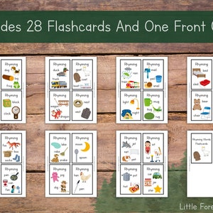 Rhyming Words Printable Flashcards for Kids, ELA Classroom Flashcards ...