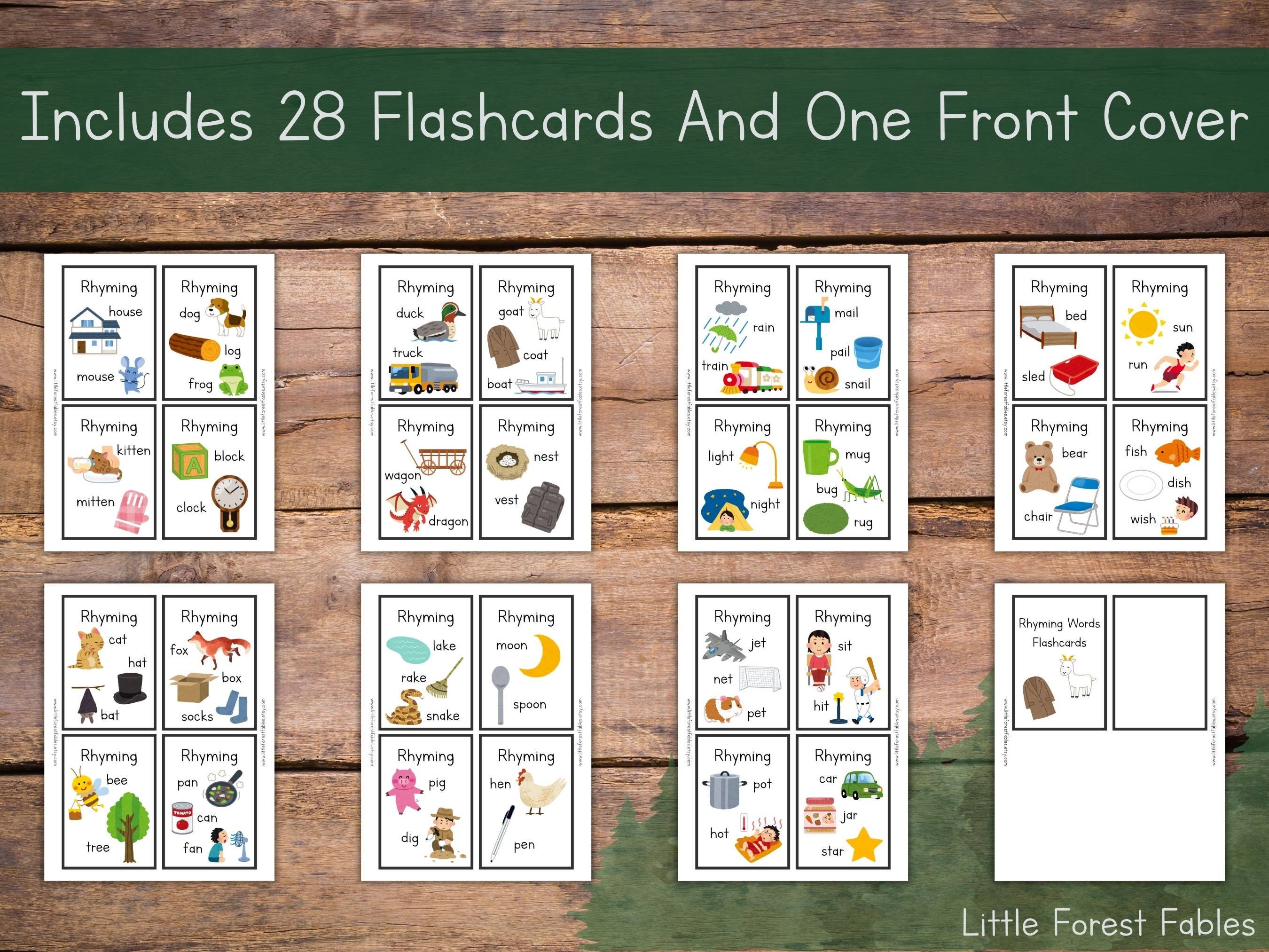 Rhyming Words Printable Flashcards for Kids, ELA Classroom Flashcards ...