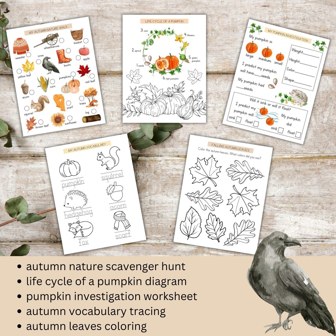 October Preschool Morning Menu, Autumn and Fall Theme Morning Workbook ...