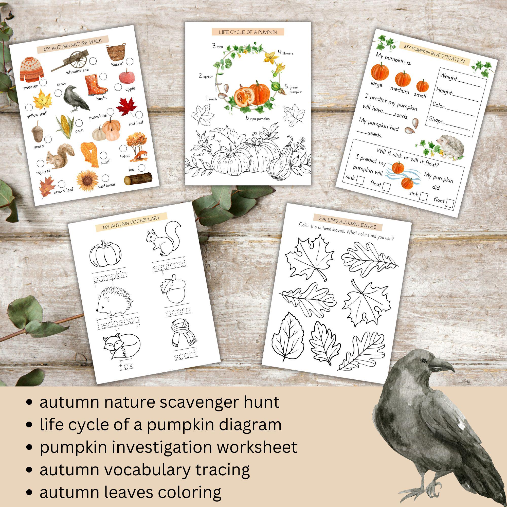 October Preschool Morning Menu, Autumn and Fall Theme Morning Workbook ...