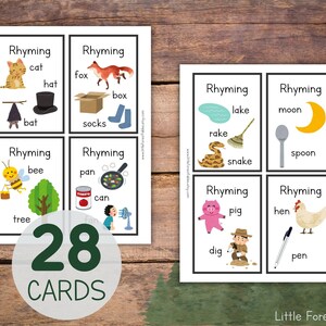 Rhyming Words Printable Flashcards for Kids, ELA Classroom Flashcards ...