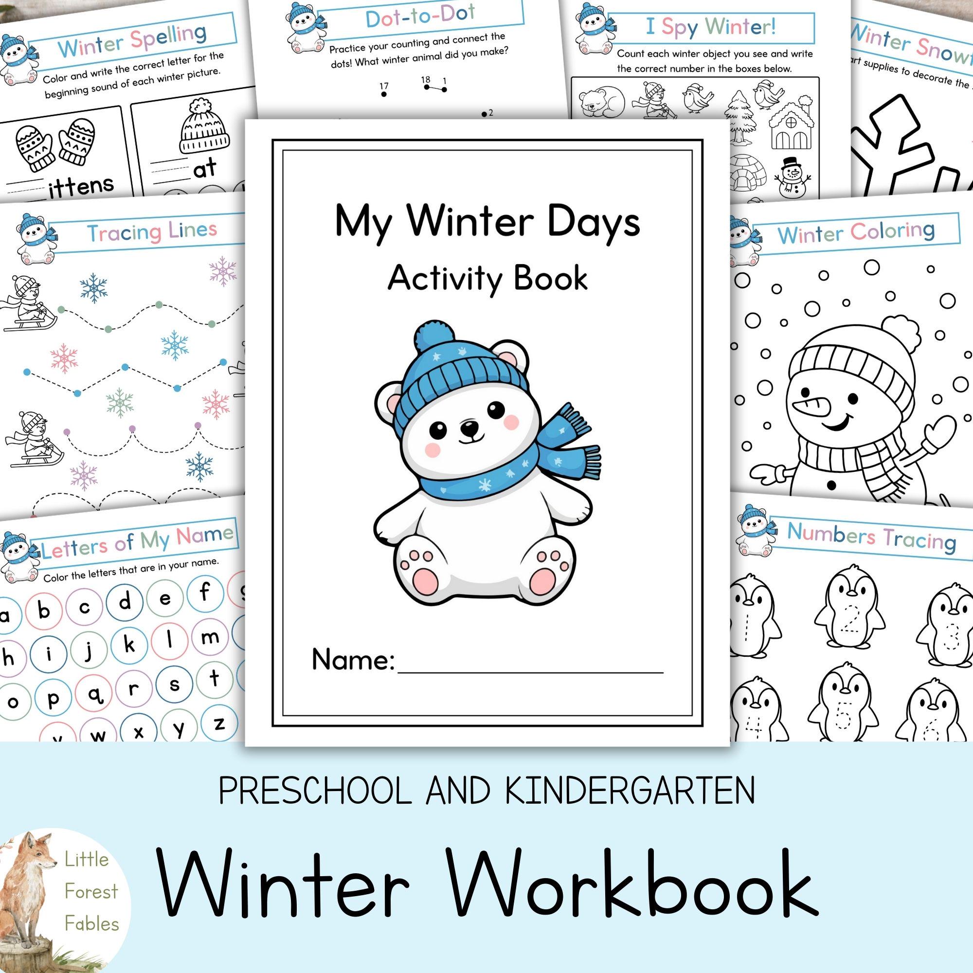 Preschool Winter Activity Workbook, Printable Winter Worksheets for ...