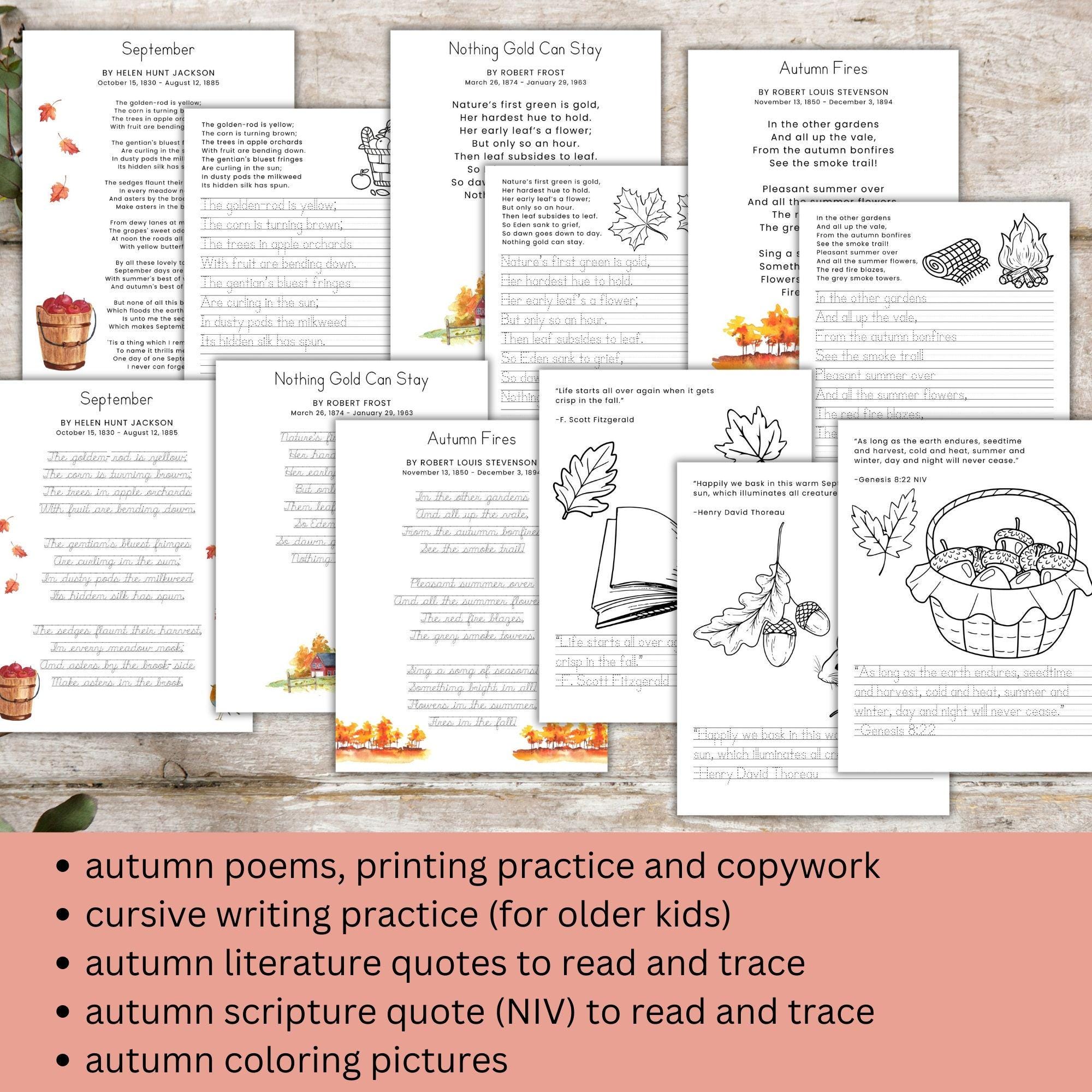 September Homeschool Morning Menu, Autumn Morning Menu Pages, Fall Morning Menu Elementary ...