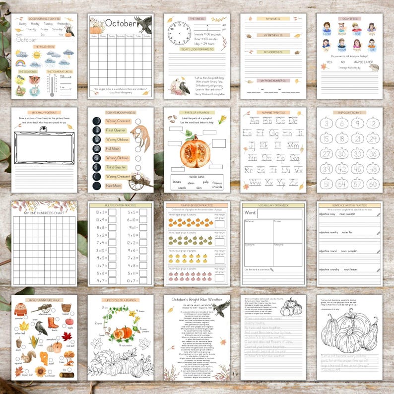 October Homeschool Morning Menu, Elementary Morning Menu Workbook ...