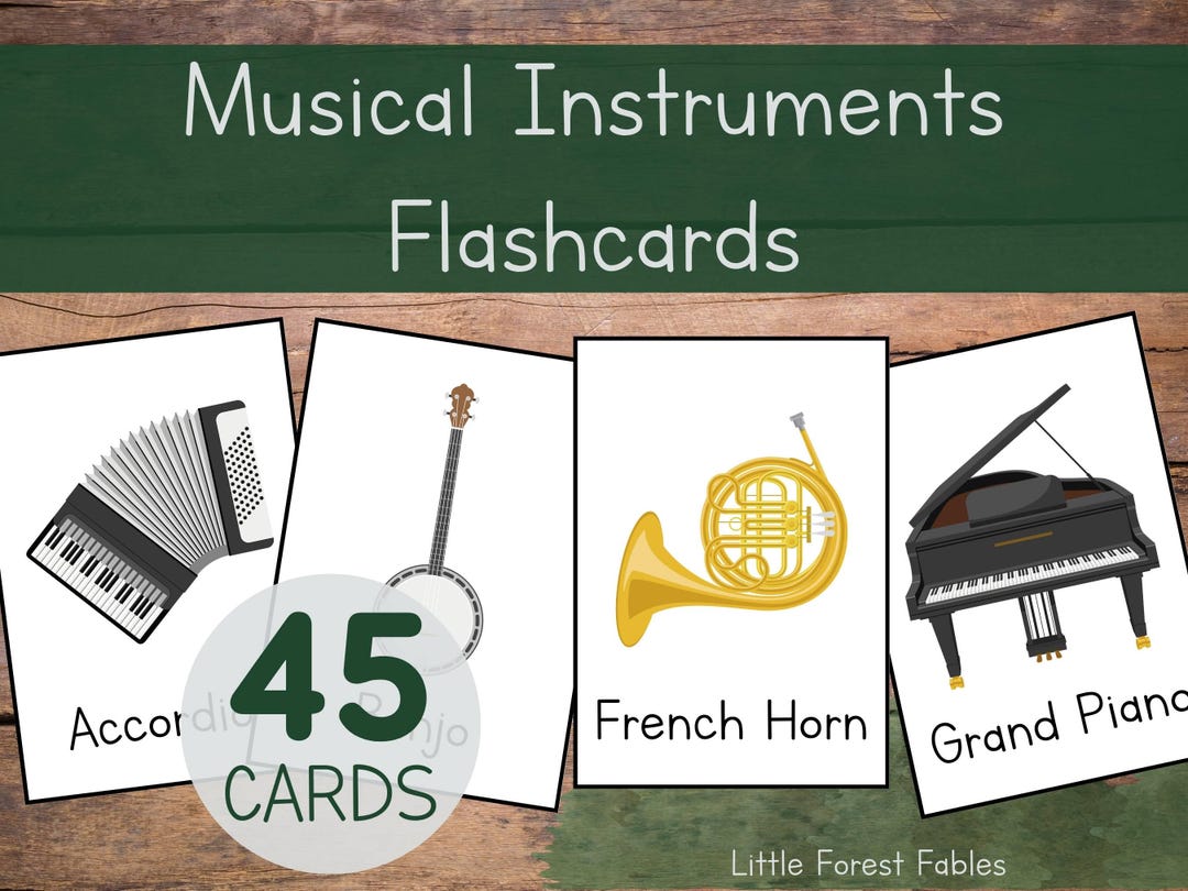 Musical Instruments Printable Flashcards for Kids, Music Instruments ...