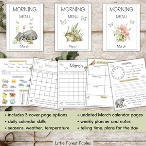 March Morning Menu Homeschool, Elementary Morning Menu Pages, Spring ...