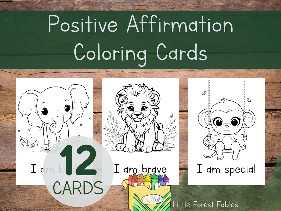 Positive Affirmation Coloring Cards for Kids, Social Emotional Learning ...