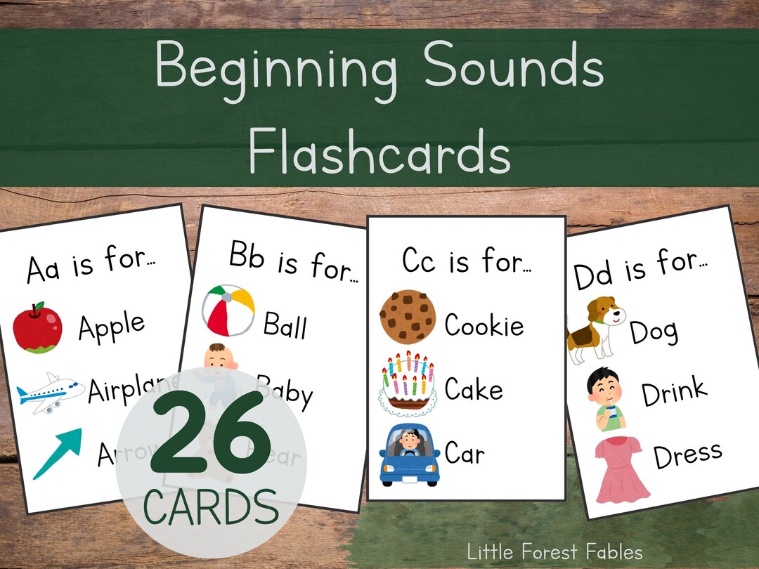Beginning Sounds Alphabet Flashcards for Kids, Printable Flashcards for ...