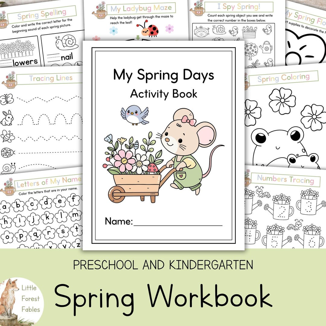 Preschool Kindergarten Spring Activity Workbook, Printable Spring ...