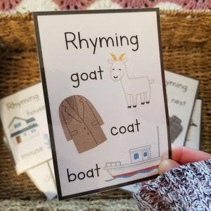 Rhyming Words Printable Flashcards for Kids, ELA Classroom Flashcards ...