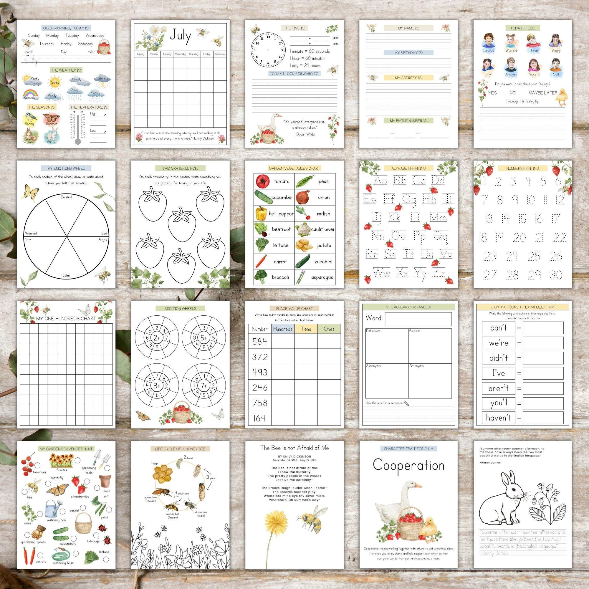 July Morning Menu Elementary, Homeschool Monthly Morning Menu, Summer ...