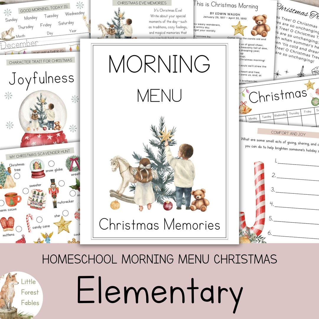 Christmas Homeschool Morning Menu, Printable Christmas Kids Activities ...