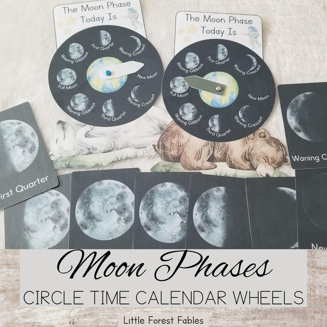 Moon Phases Circle Time Calendar Wheels, Moon Phases Flashcards ...