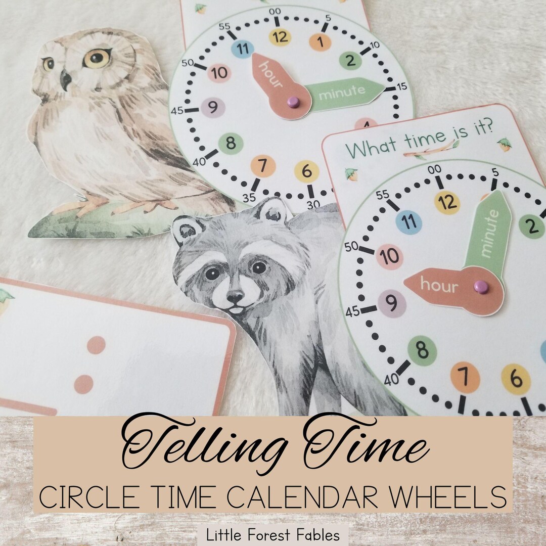 Telling Time Circle Time Calendar Wheels, Morning Time Clock Activity ...