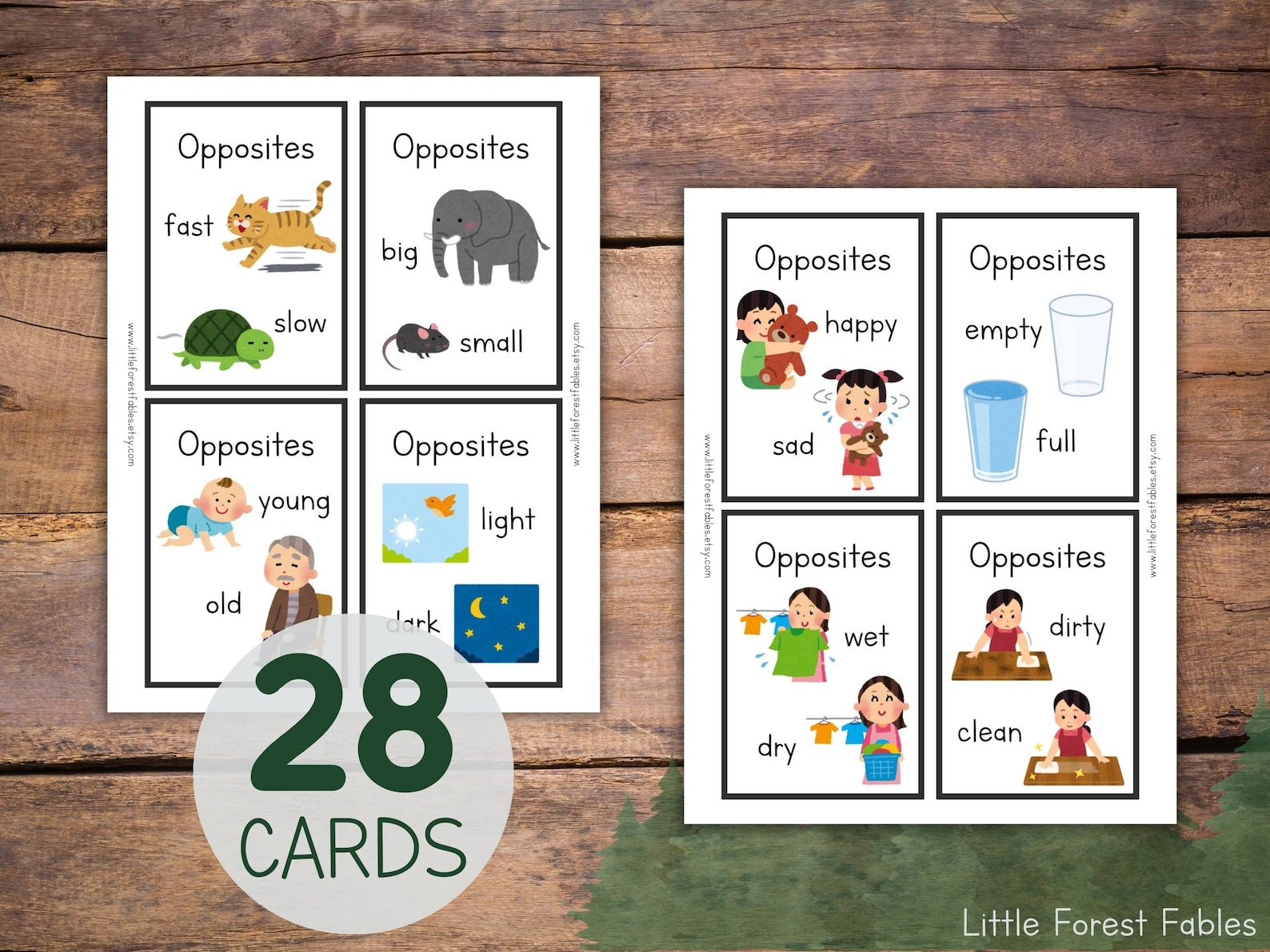 Opposite Words Printable ELA Flashcards for Kids, ELA Teacher ...