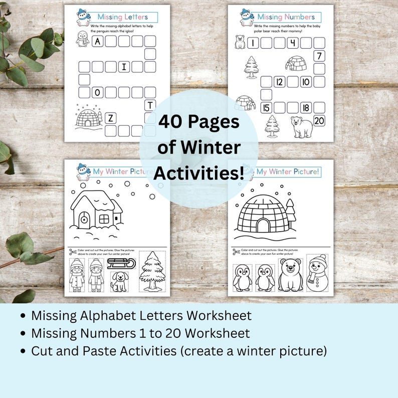 Preschool Winter Activity Workbook, Printable Winter Worksheets for ...