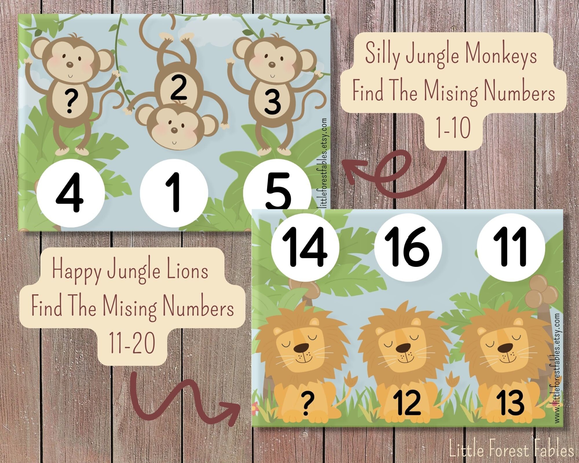 Jungle Animals Missing Numbers Clip Cards 1 to 20, Toddler Preschool ...